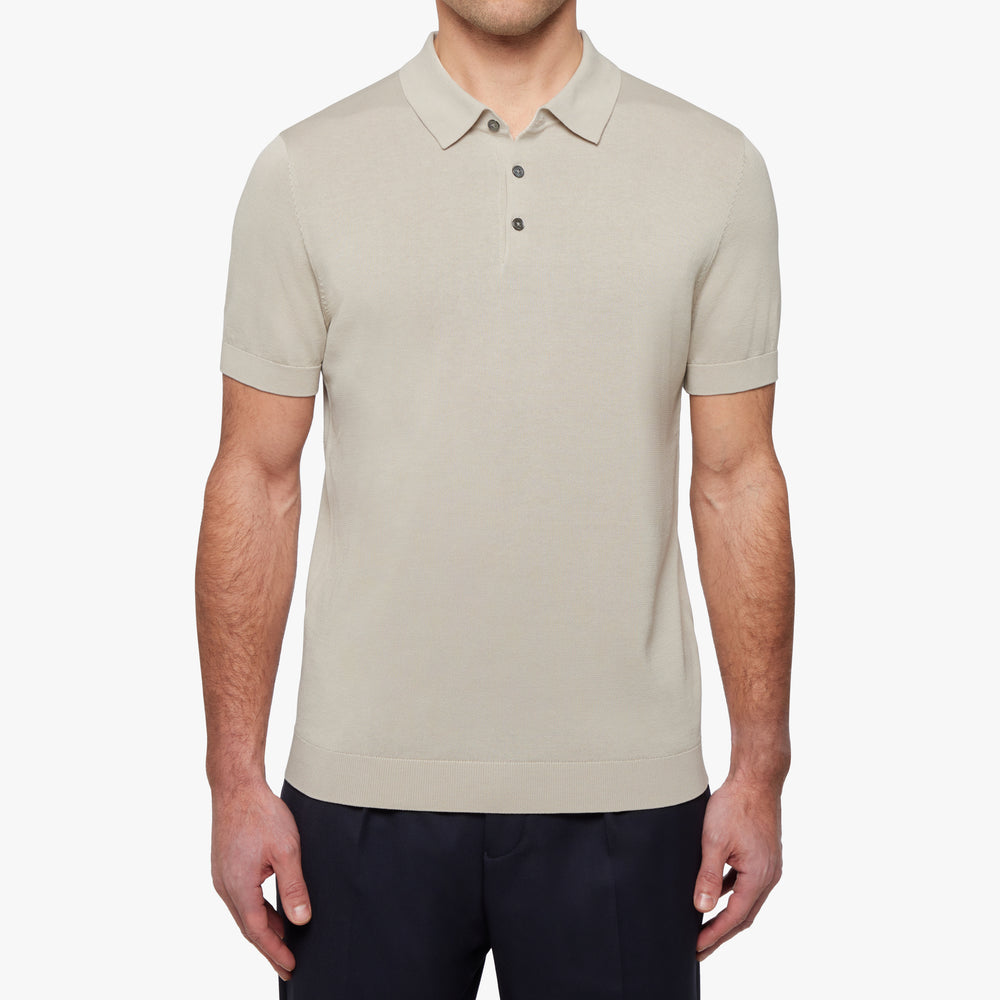 Men's Oyster Cotton Silk Button Polo Shirt | Uniform Standard